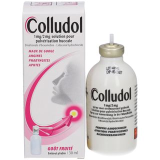 Colludol 1 mg/2 mg Solution pour Pulvérisation Buccale | Maux de gorge ...