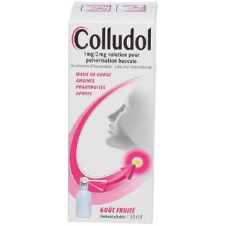 Colludol 1 mg/2 mg Solution pour Pulvérisation Buccale | Maux de gorge ...