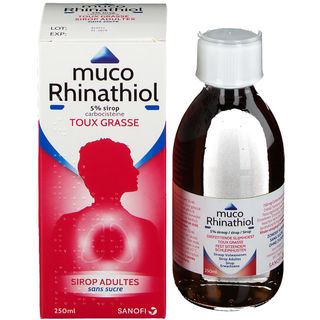 Muco Rhinathiol 5% | Sirop Toux Grasse | Sans Sucre 250 ml - Farmaline