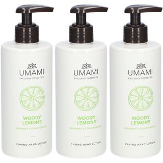 UMAMI Woody Lemons Lotion Mains Soin Bergamote & Cèdre 3x300 ml - Farmaline