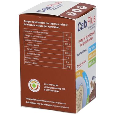 CalxPlus Chocolade Zonder Suiker 60 St - Farmaline