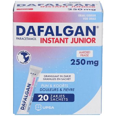 Dafalgan® Instant Junior 250 mg Paracetamol | Pijn & Koorts | Aardbei ...