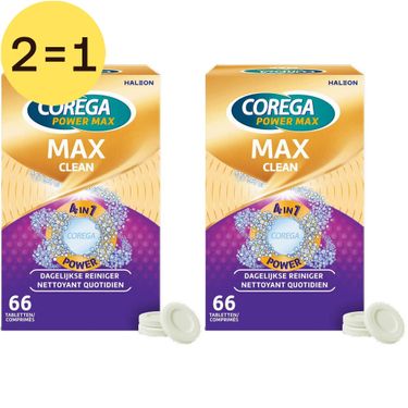Corega Power Max Max Clean 2 voor 1 2x66 St - Farmaline