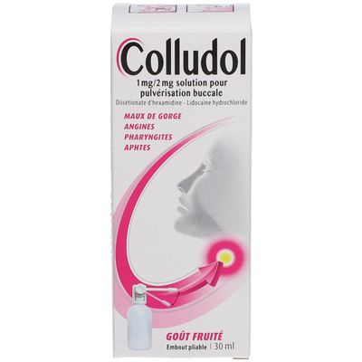 Colludol 1 mg/2 mg Solution pour Pulvérisation Buccale | Maux de gorge ...