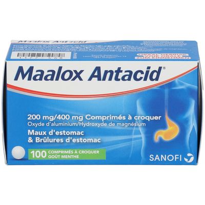 Maalox Antacid 200mg/400mg - Brandend Maagzuur 100 St - Farmaline