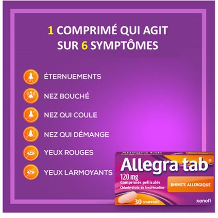 Allegra tab 120 mg | Allergie | Antihistaminique non somnolent 30 pc(s ...