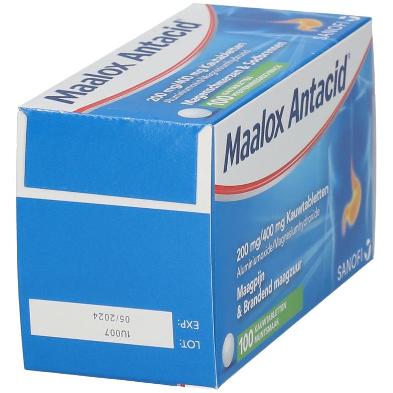 Maalox Antacid 200mg/400mg - Brandend Maagzuur 100 St - Farmaline