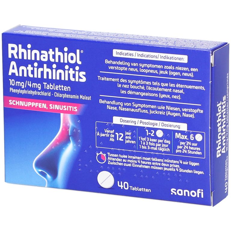 Rhinathiol Antirhinitis 10mg/4mg - Verkoudheid 40 St - Farmaline