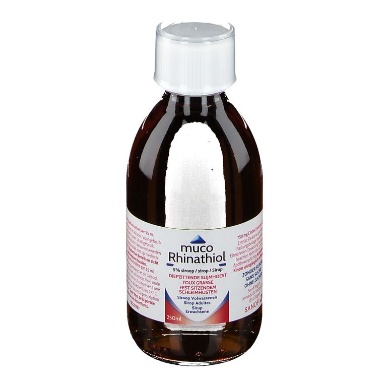 Muco Rhinathiol 5% | Sirop Toux Grasse | Sans Sucre 250 ml - Farmaline