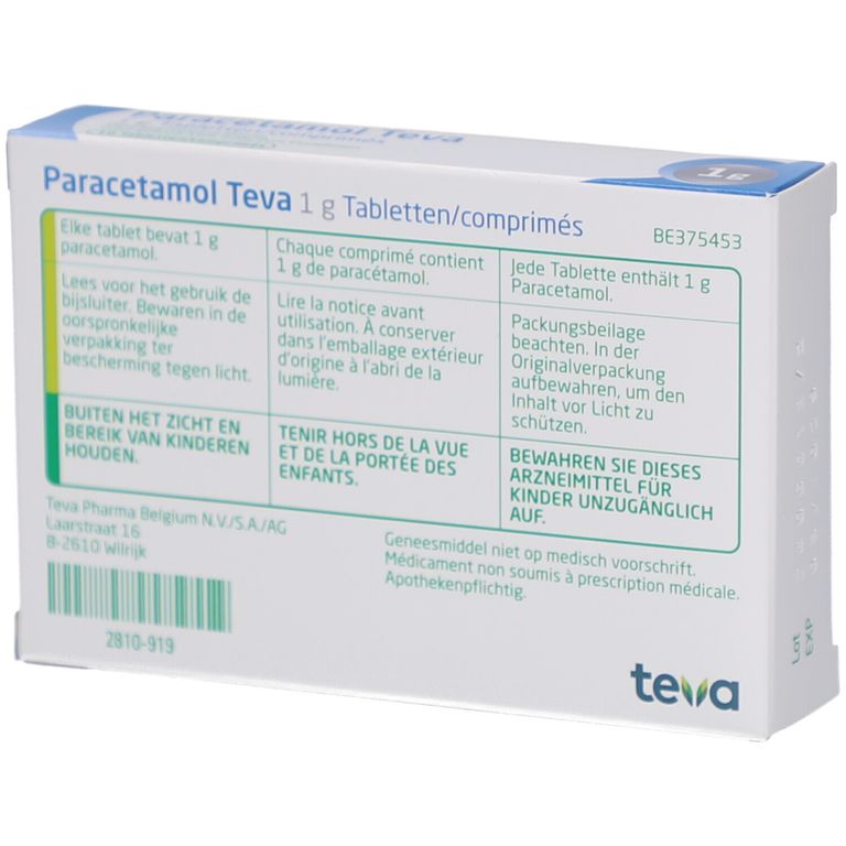 Paracetamol Teva 1 g 10 St - Farmaline