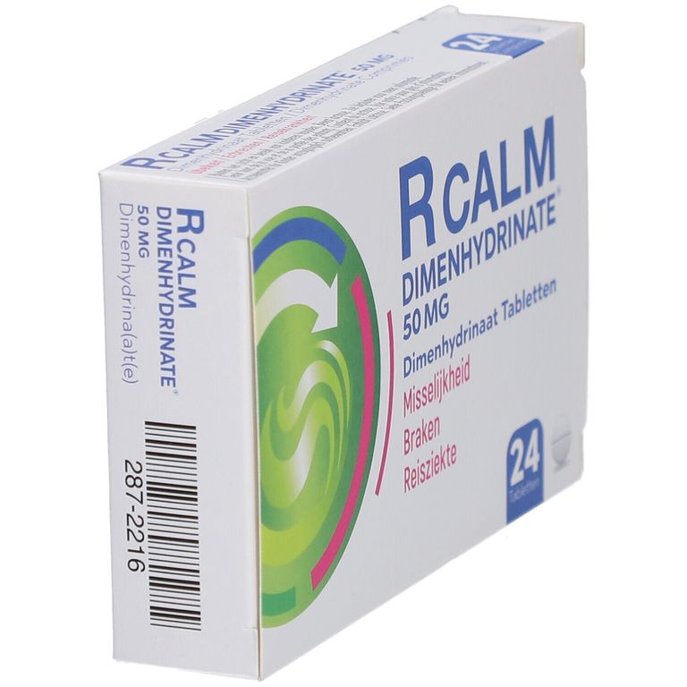 R Calm Dimenhydrinate® 50 mg | Nausées et vomissements 24 pc(s) - Farmaline