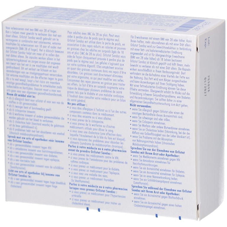 Orlistat Sandoz 60mg 84 St - Farmaline