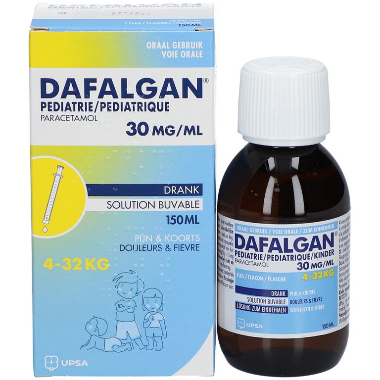 Dafalgan® Pediatrie 30 mg Paracetamol/ml | Pijn & Koorts 150 ml - Farmaline