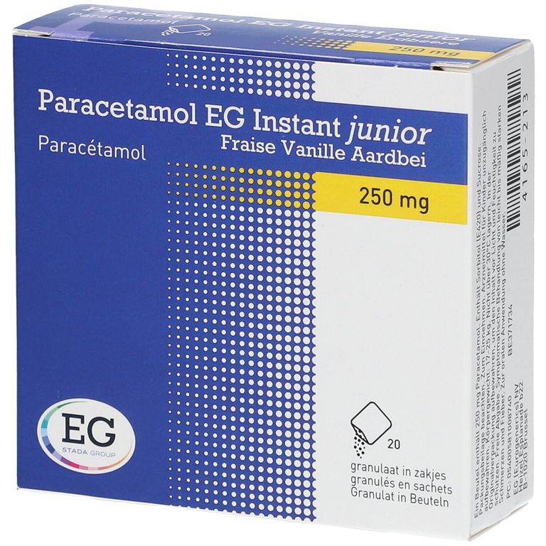 Paracetamol EG Instant Junior 250 mg | Pijn & Koorts | Vanille Aardbei ...