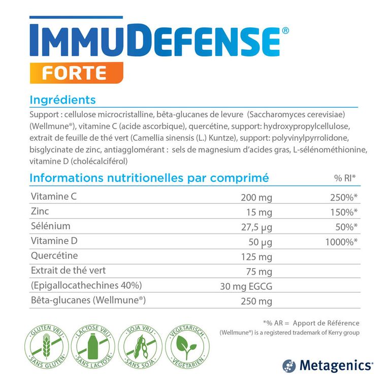 Metagenics ImmuDefense Forte avec bêta-glucanes 60 pc(s) - Farmaline