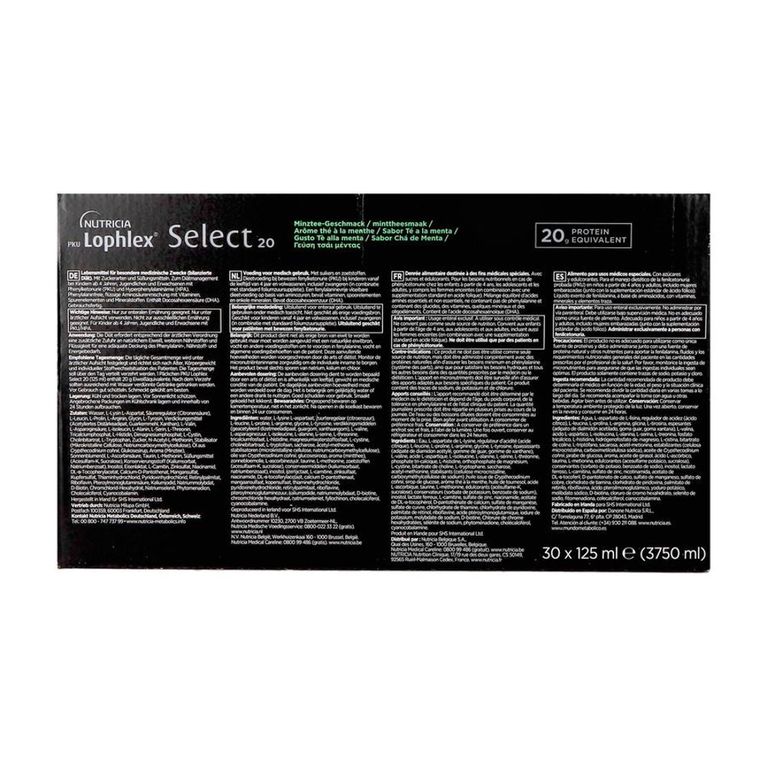 Nutricia Pku Lophlex Select 20 Thé à la menthe 30x125 ml - Farmaline