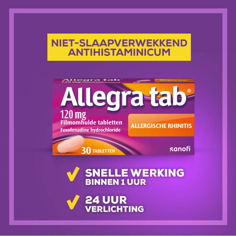 Allegra tab 120 mg | Allergie | Niet-slaapverwekkend Antihistaminicum ...