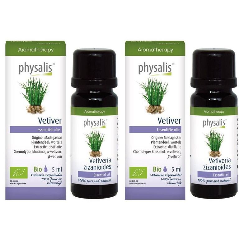 Physalis® Vetiver Essentiële Olie Bio 2x5 ml - Farmaline