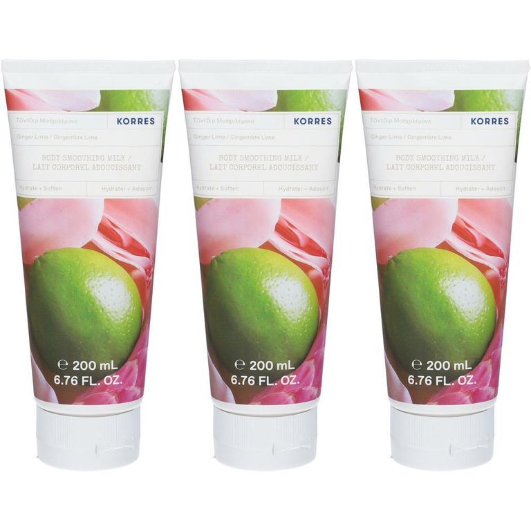 Korres Ginger Lime Body Milk 3x200 ml - Farmaline