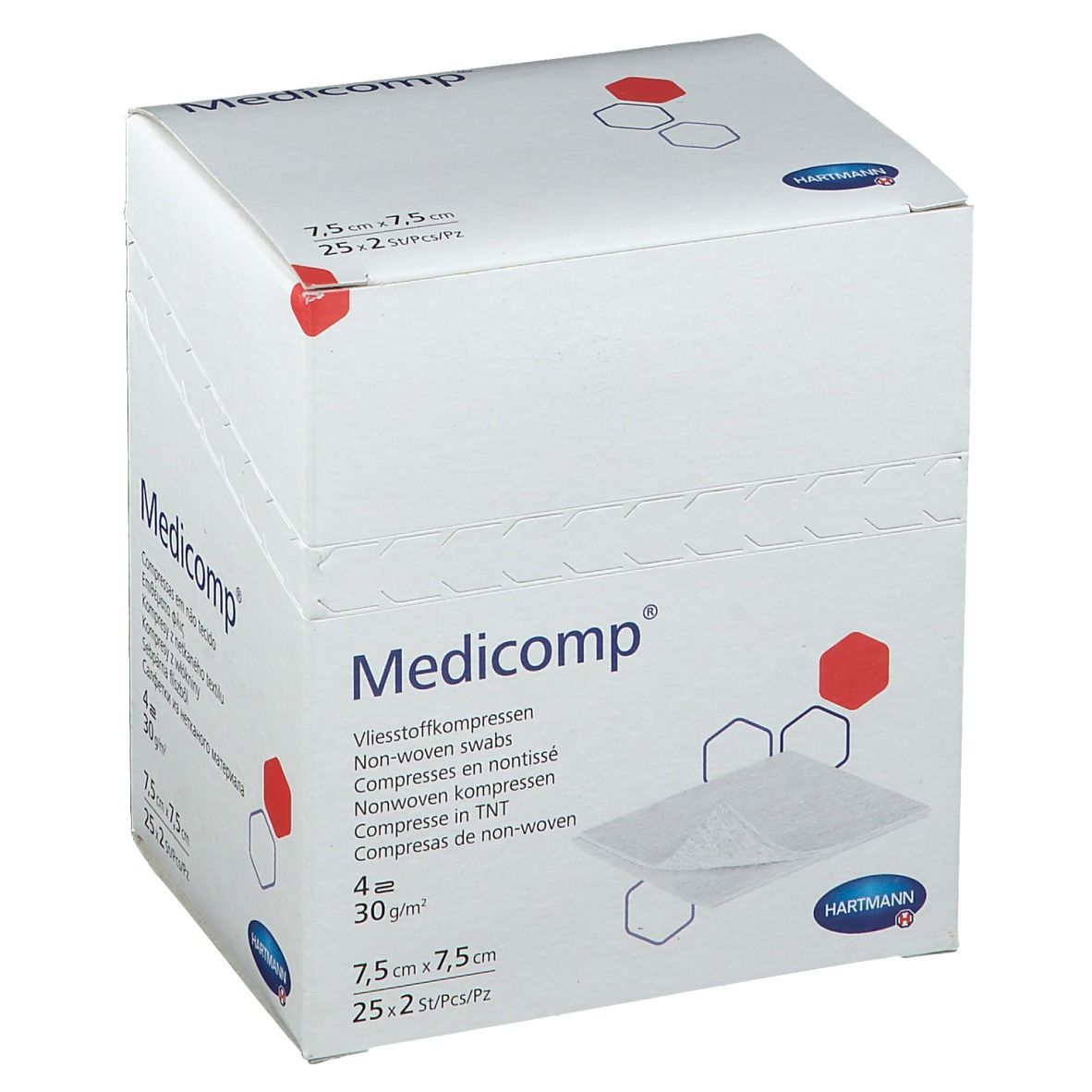 Hartmann Medicomp Stérile Compresse 4 Plis 7.5 x 7.5cm 421723 50 pc(s ...