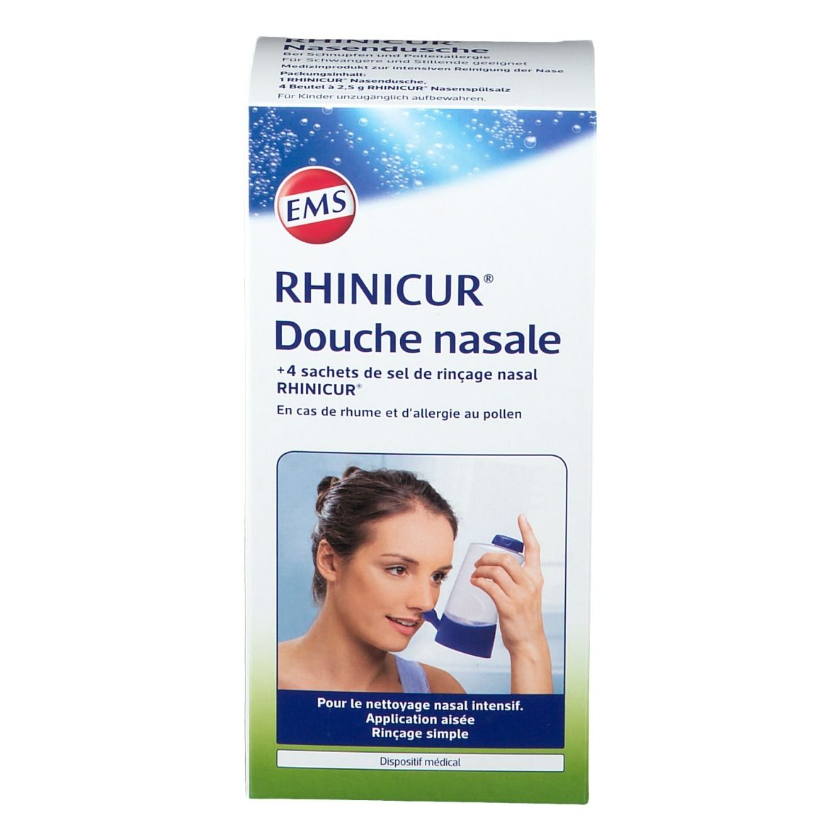 Rhinicur Neusdouche + 4 Zakjes Nasaal Spoelzout 1 St - Farmaline