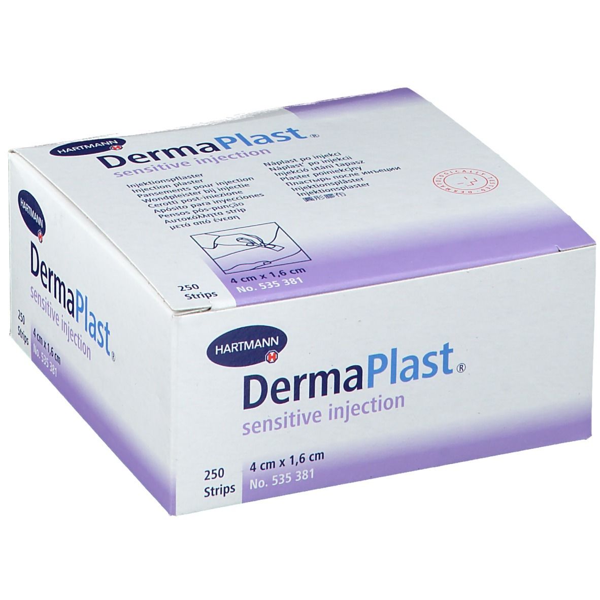 Dermaplast Hosp Sensitive Inj Strip 1.6cm x 4cm 250 St - Farmaline