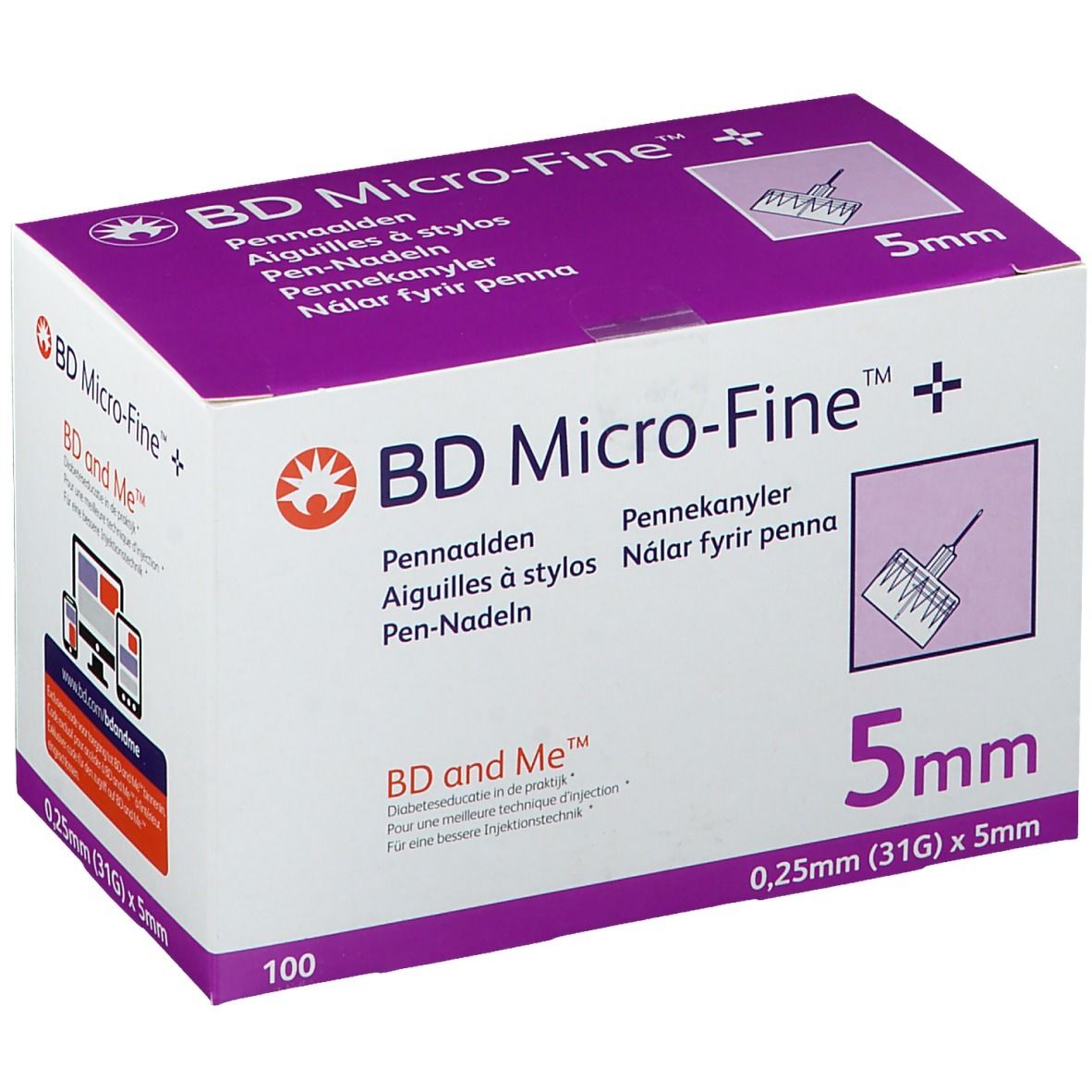 BD Microfine+ 5 mm Pennaald 0,25mm – 31G 100 St - Farmaline