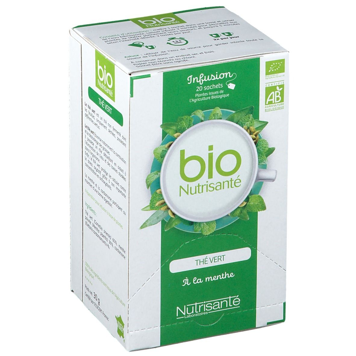 Infusie Bio Groene Thee - Munt 20 St - Farmaline