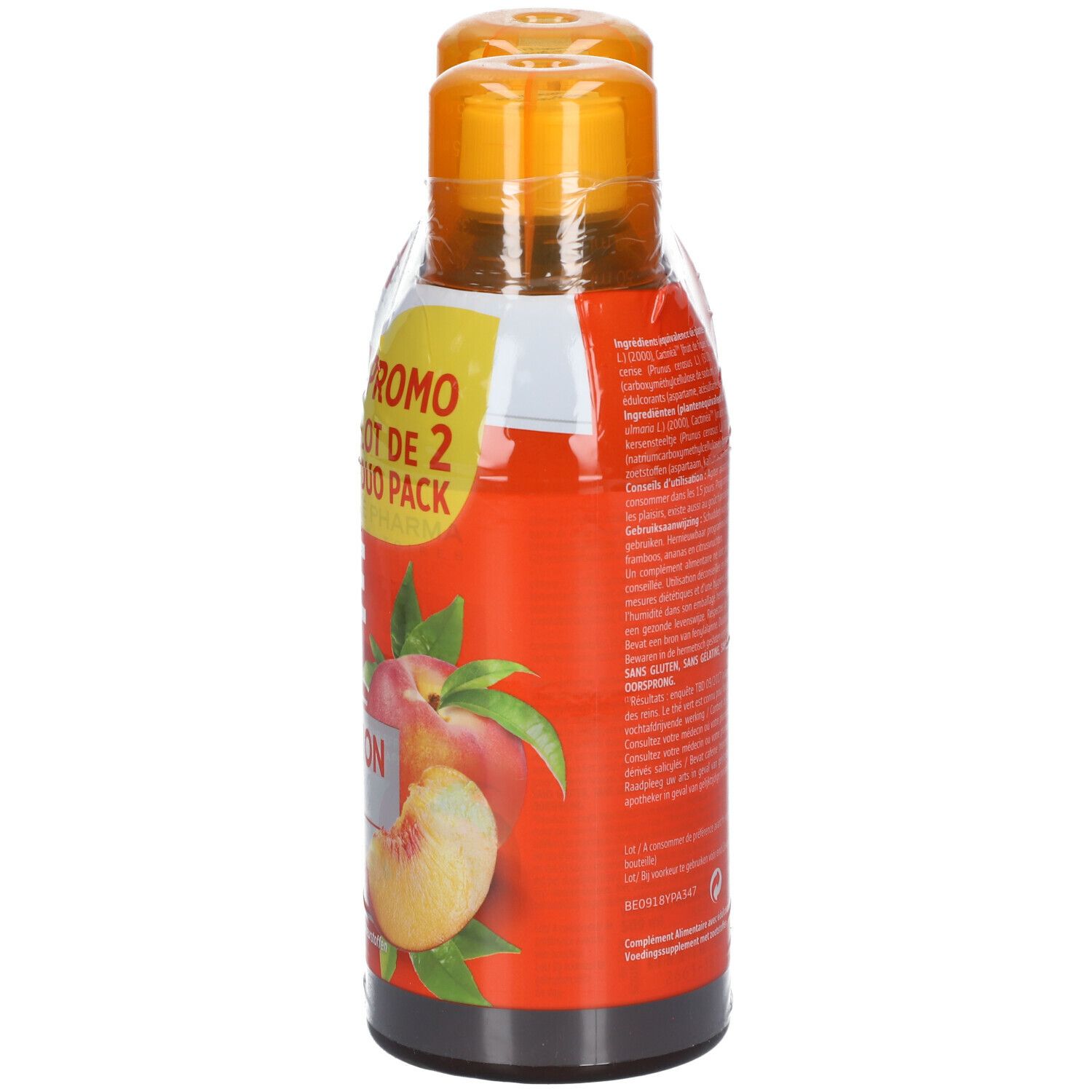 Forté Pharma Turbodraine Groene Thee-Perzik Duopack 2x500 ml - Farmaline