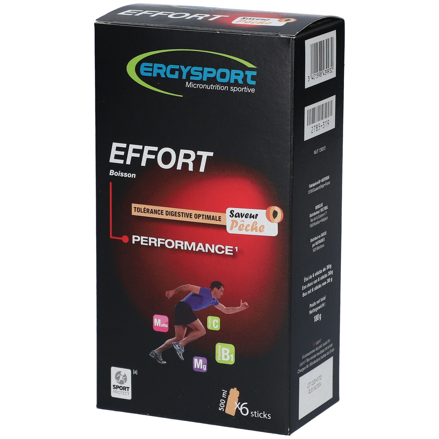 Ergysport Effort Perzik Drink 6x30 g - farmaline.be