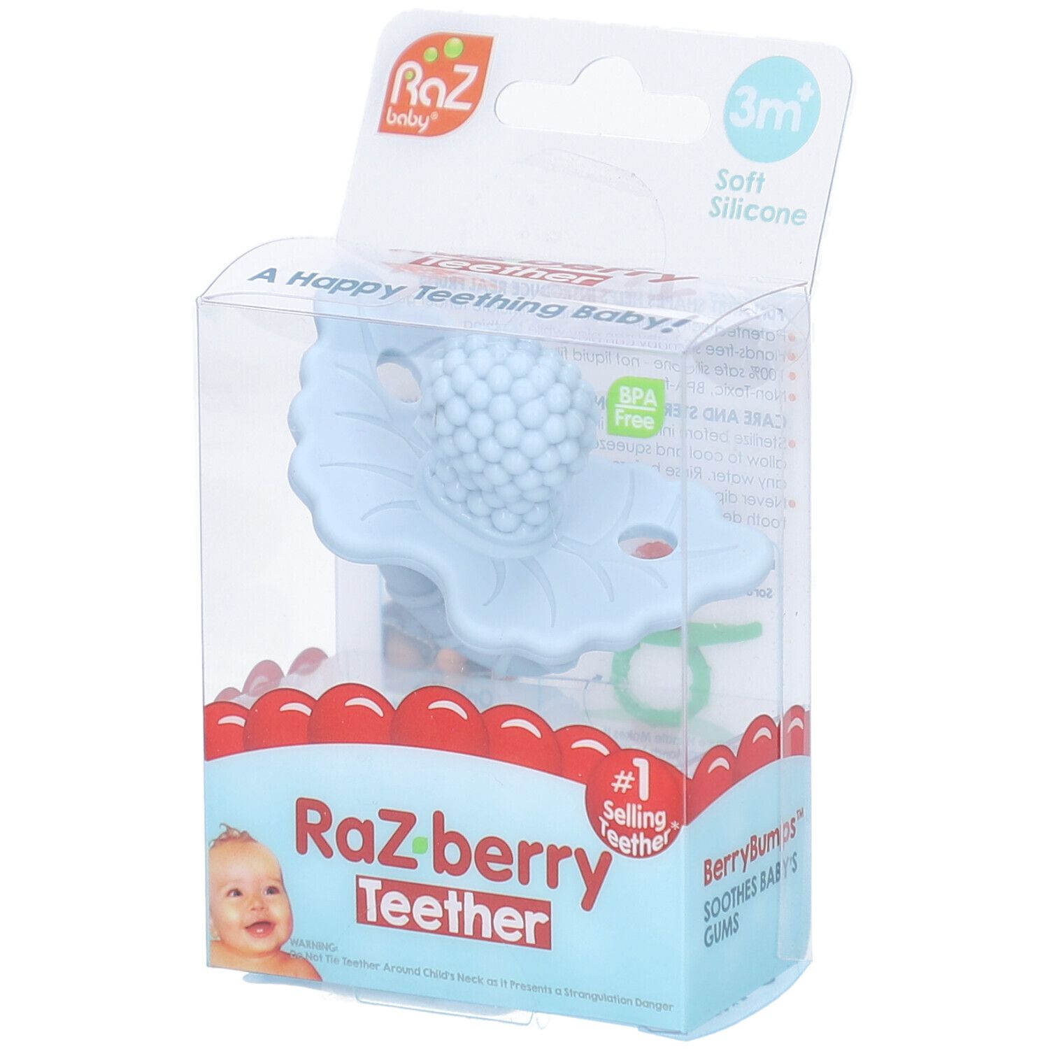 Raz Baby Bijtring Razberry Baby Blauw 3M+ 1 St - Farmaline