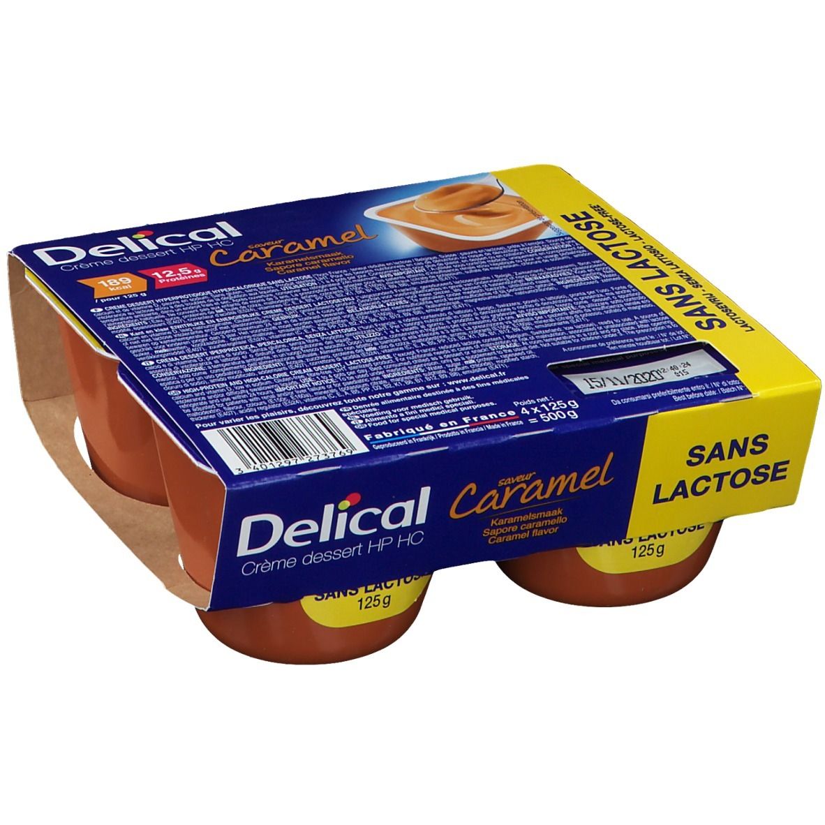 Delical Creme Dessert Hp Caramel Zonder Lactose 4x125 g - Farmaline