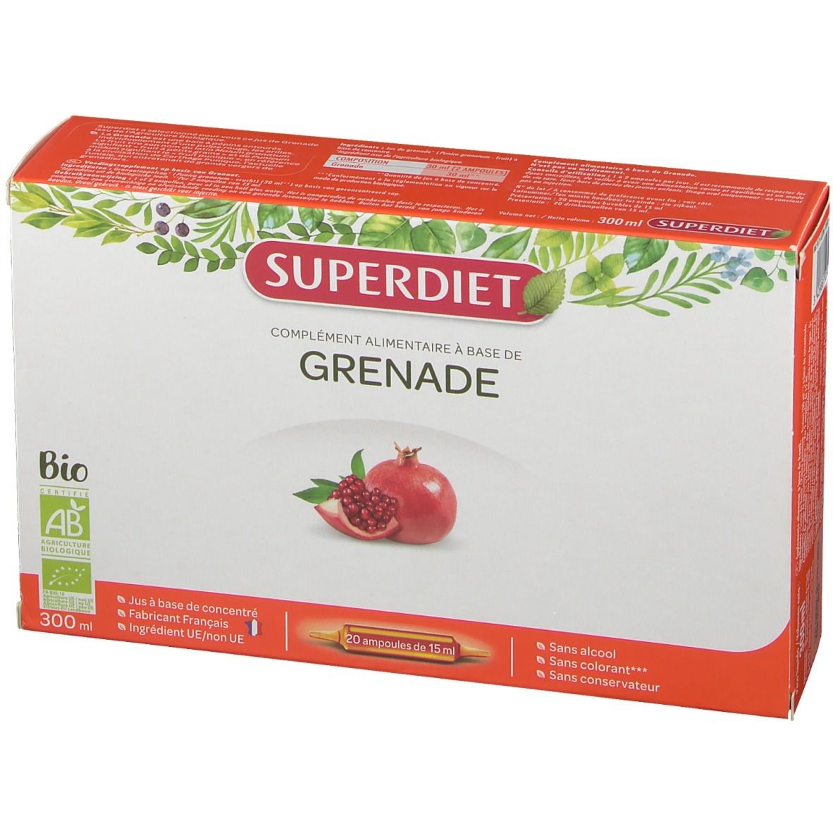 Superdiet Granaatappel Bio 20x15 ml - farmaline.be