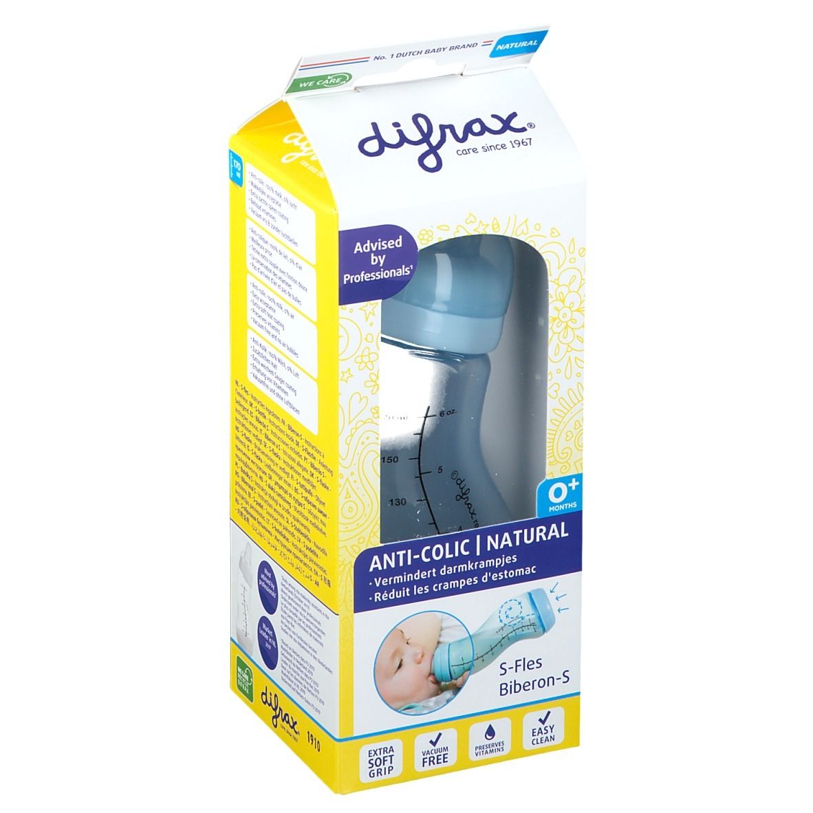 Difrax S-Fles Natural Blauw 1 St - Farmaline