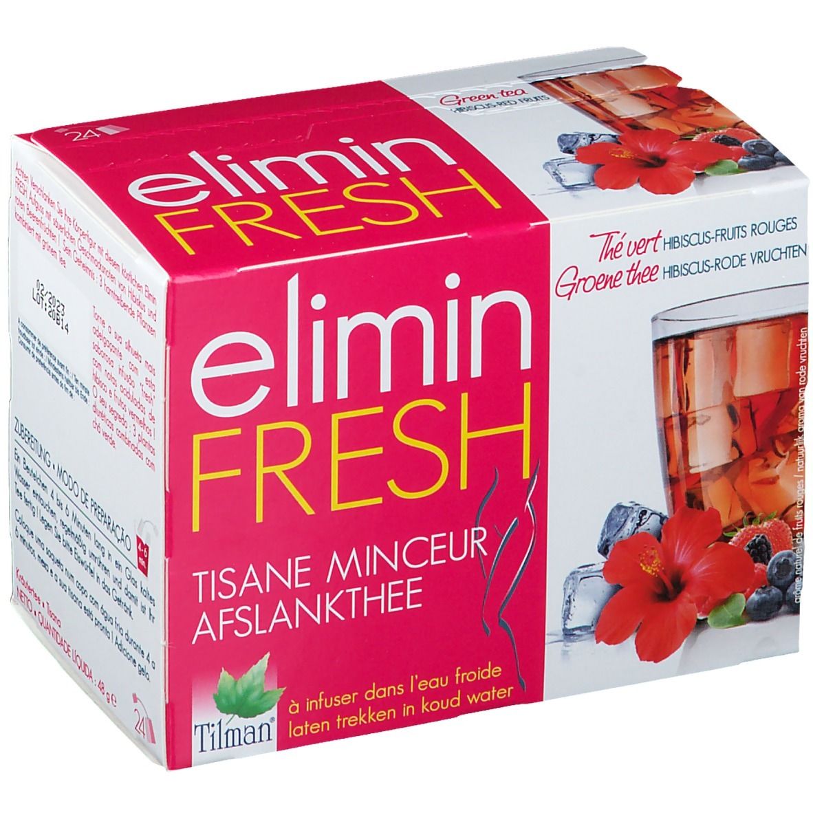 Elimin Fresh Afslankthee Hibiscus - Rode Vruchten 24 St - Farmaline