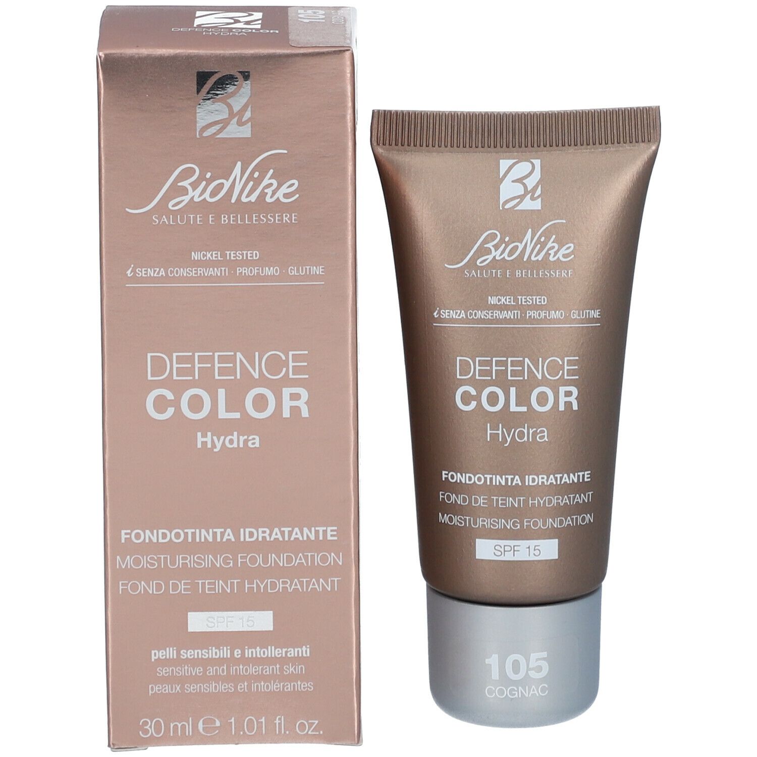 BioNike Defence Color Hydra Fond de Teint Hydratant SPF15 105 Cognac 30 ...