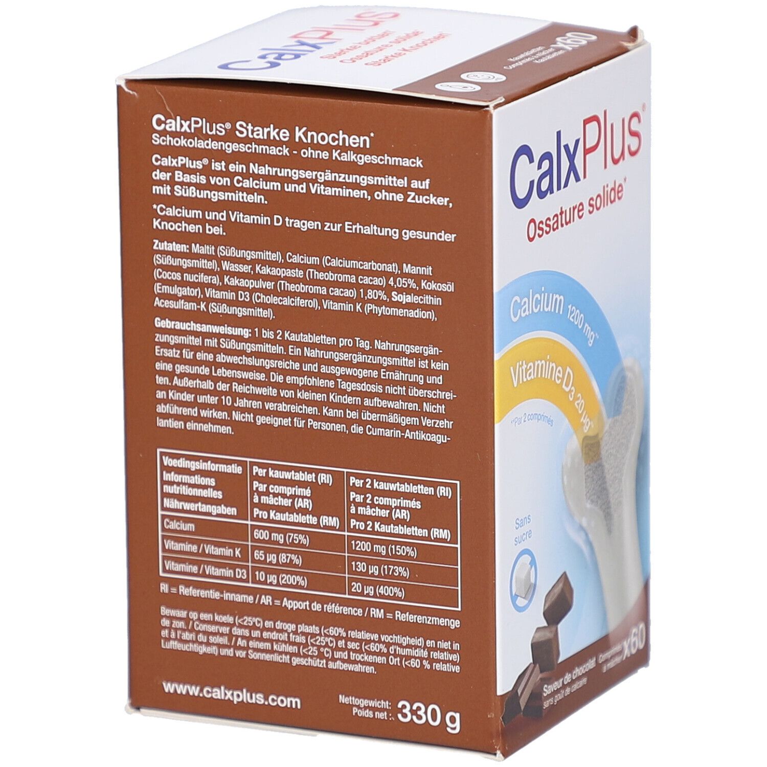 CalxPlus Chocolade Zonder Suiker 60 St - Farmaline