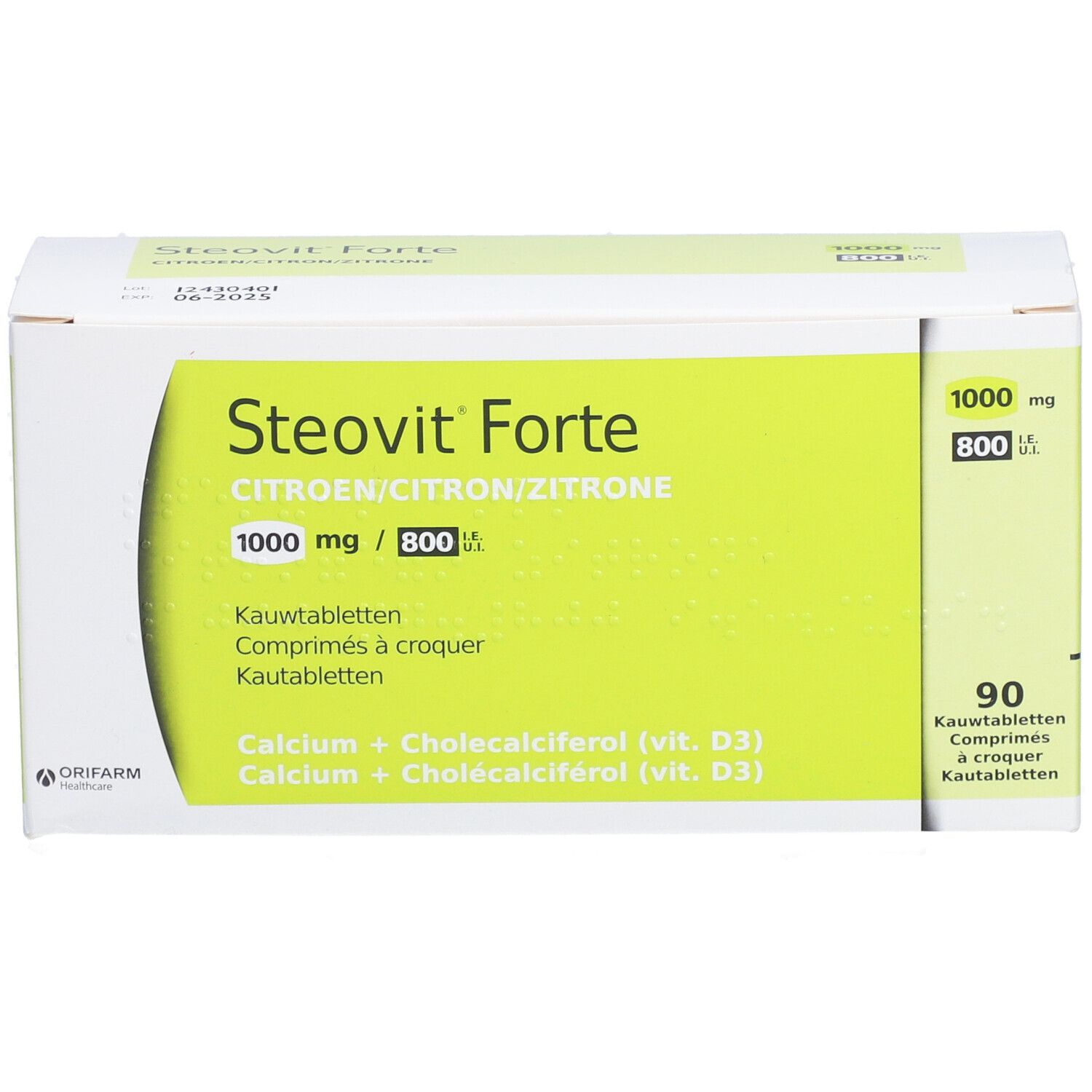Steovit® Forte Citroen 1000mg/800 I.E. 90 St - farmaline.be