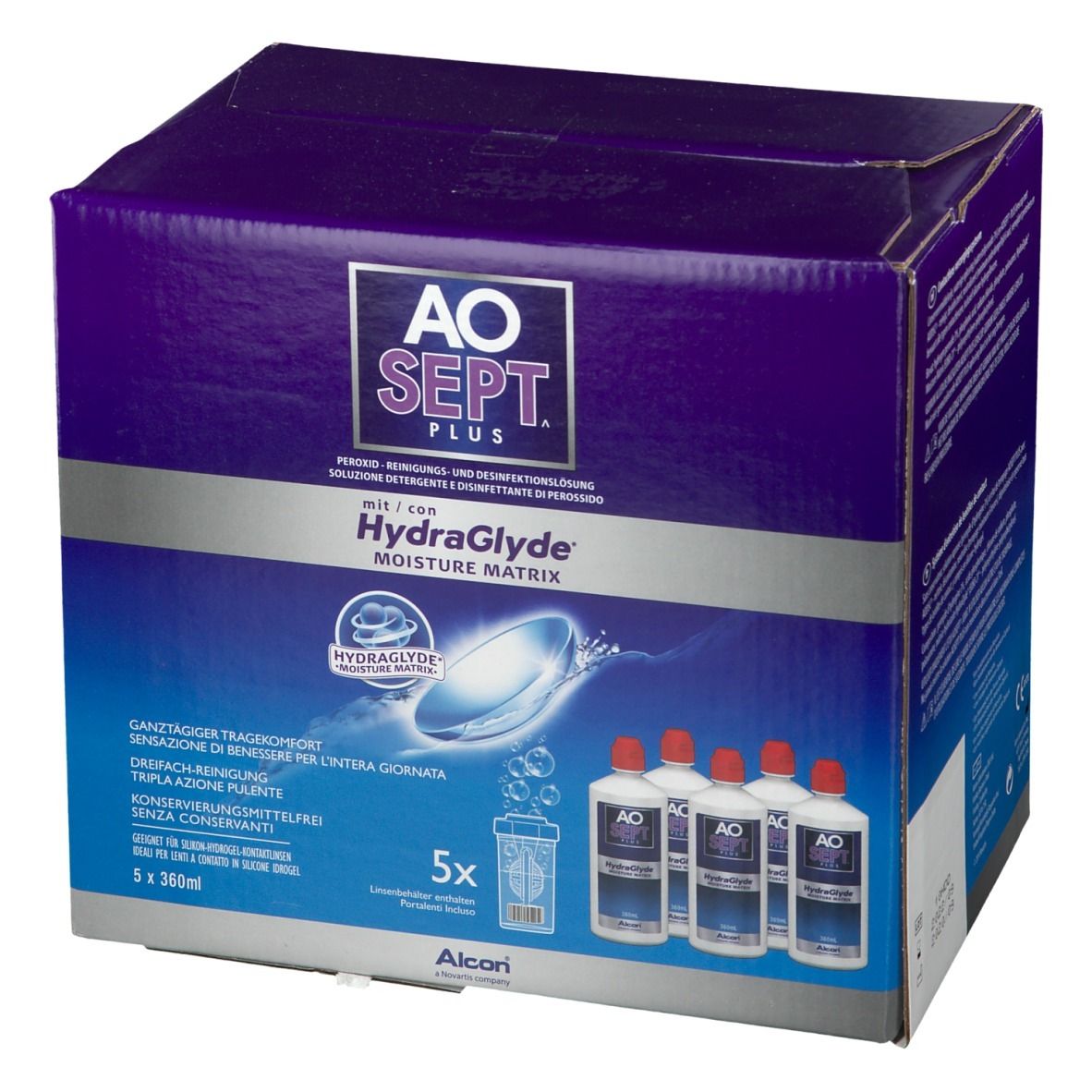 AOsept Plus met HydraGlyde 5x360 ml - Farmaline