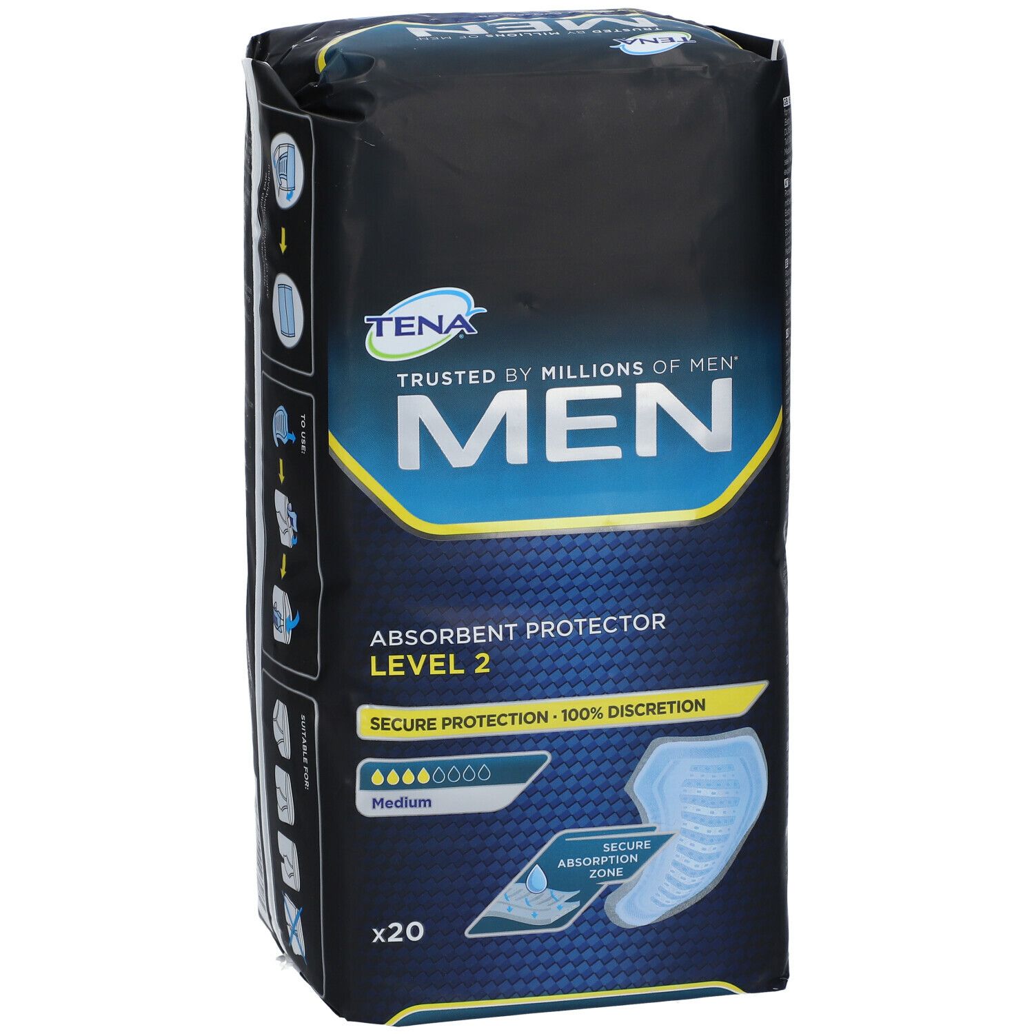 TENA Men Absorberende Bescherming Level 2 (Medium) 20 St - Farmaline