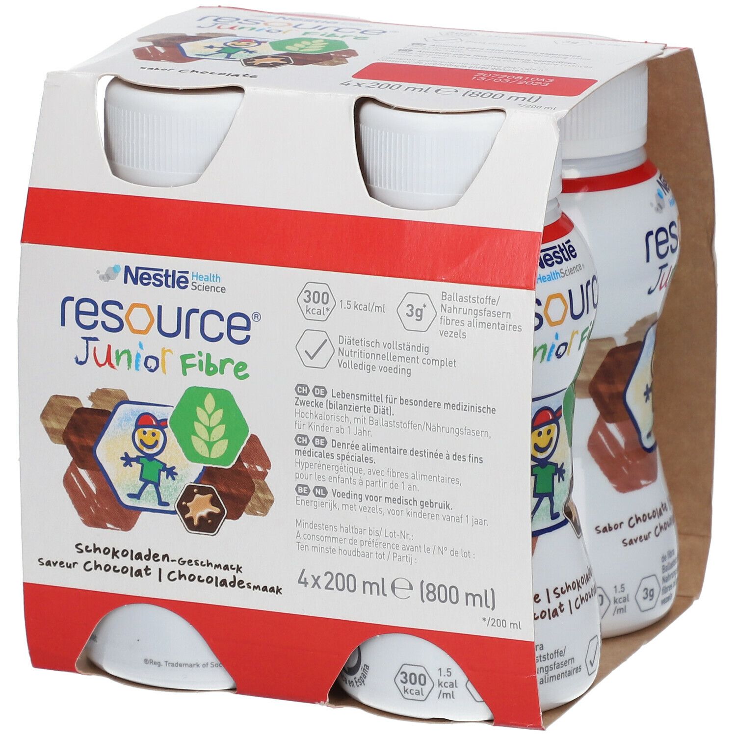 Resource Junior Fibre Chocolade 4x200 ml - Farmaline