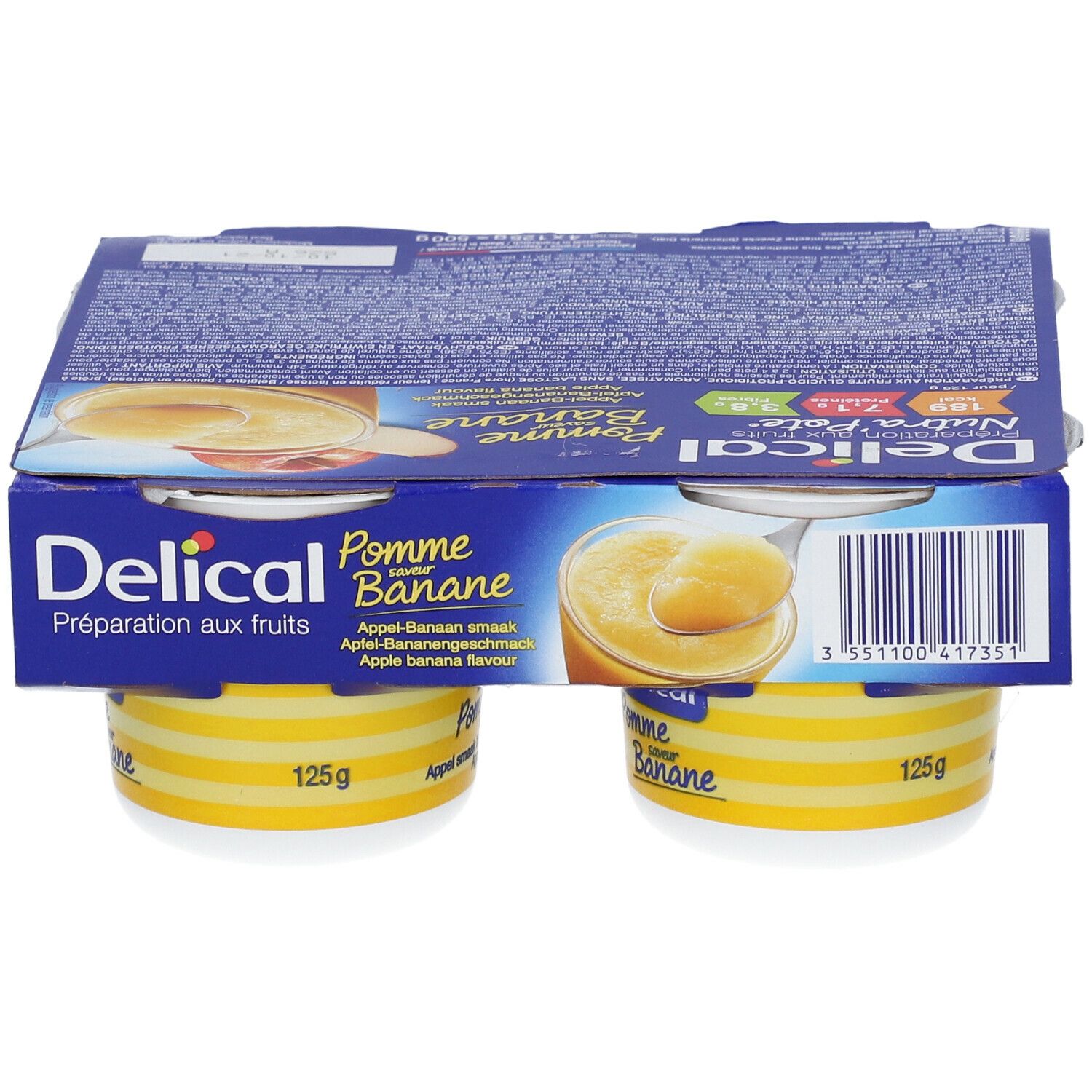 Delical Nutrapote Appel Banaan 4x125 g - Farmaline