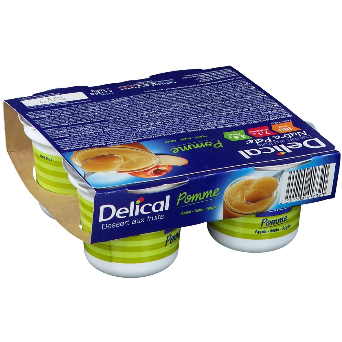 Delical Nutra'pote Appel 4x125 g - Farmaline