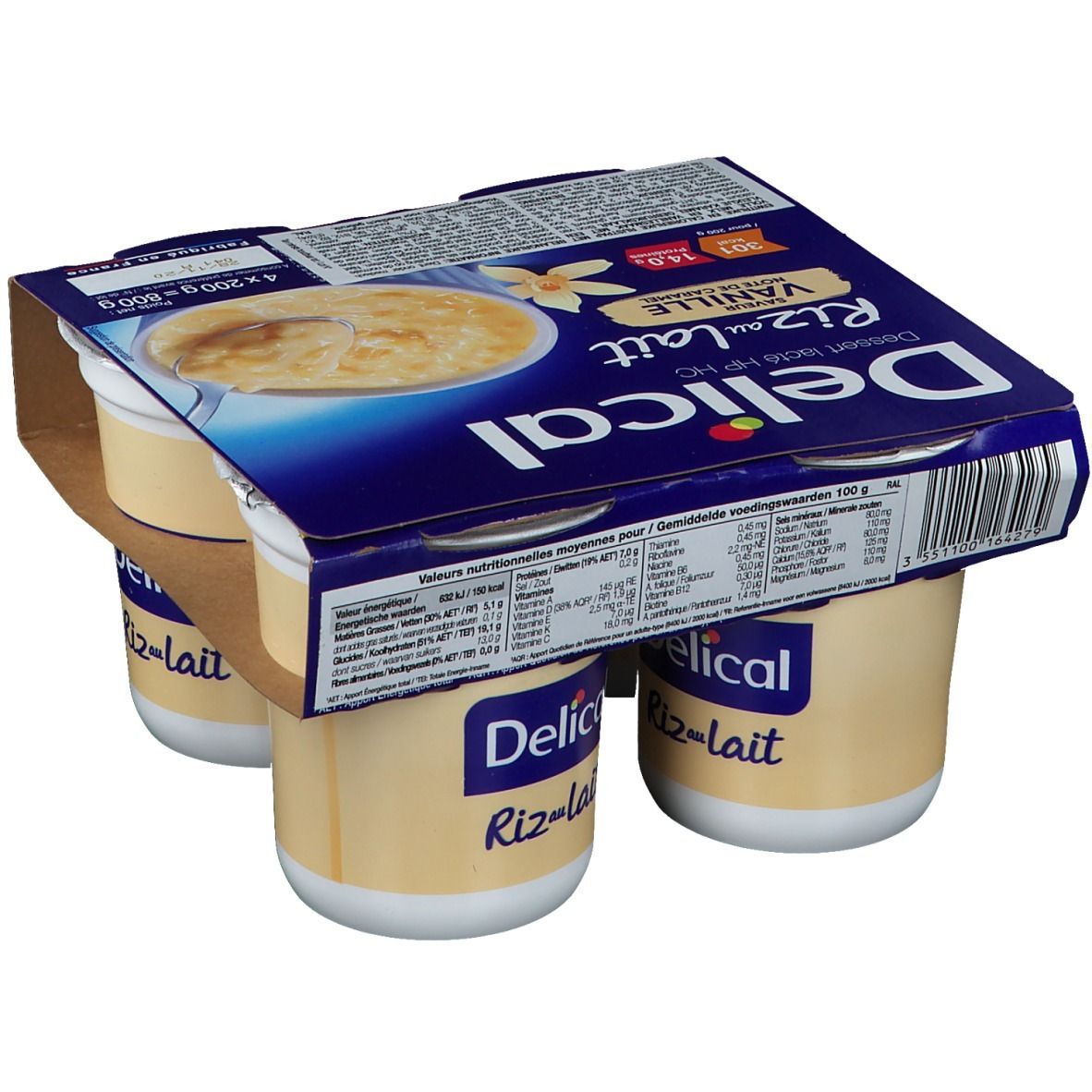 Delical Rice Pudding Vanilla 4x200 g - Farmaline