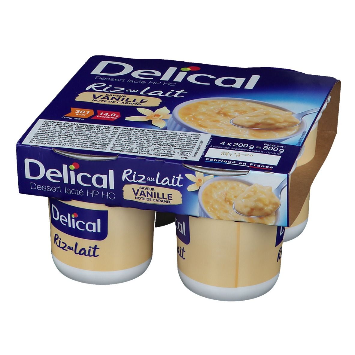Delical Rice Pudding Vanilla 4x200 g - Farmaline