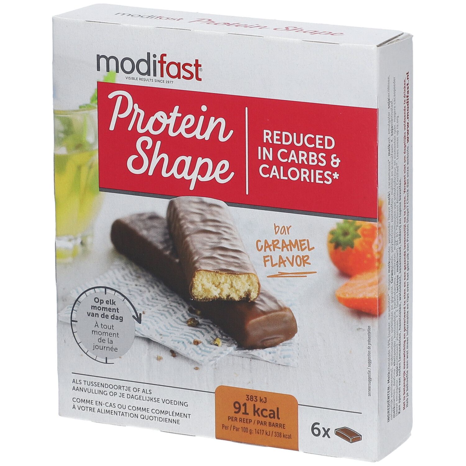 Modifast® Protein Shape Repen Melkchocolade - Karamel 6x27 g - Farmaline