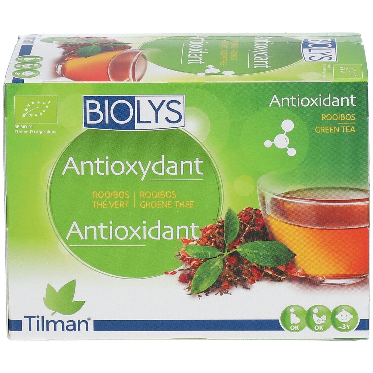 Biolys Thee Antioxidant Rooibos - Groene Thee 24 St - Farmaline