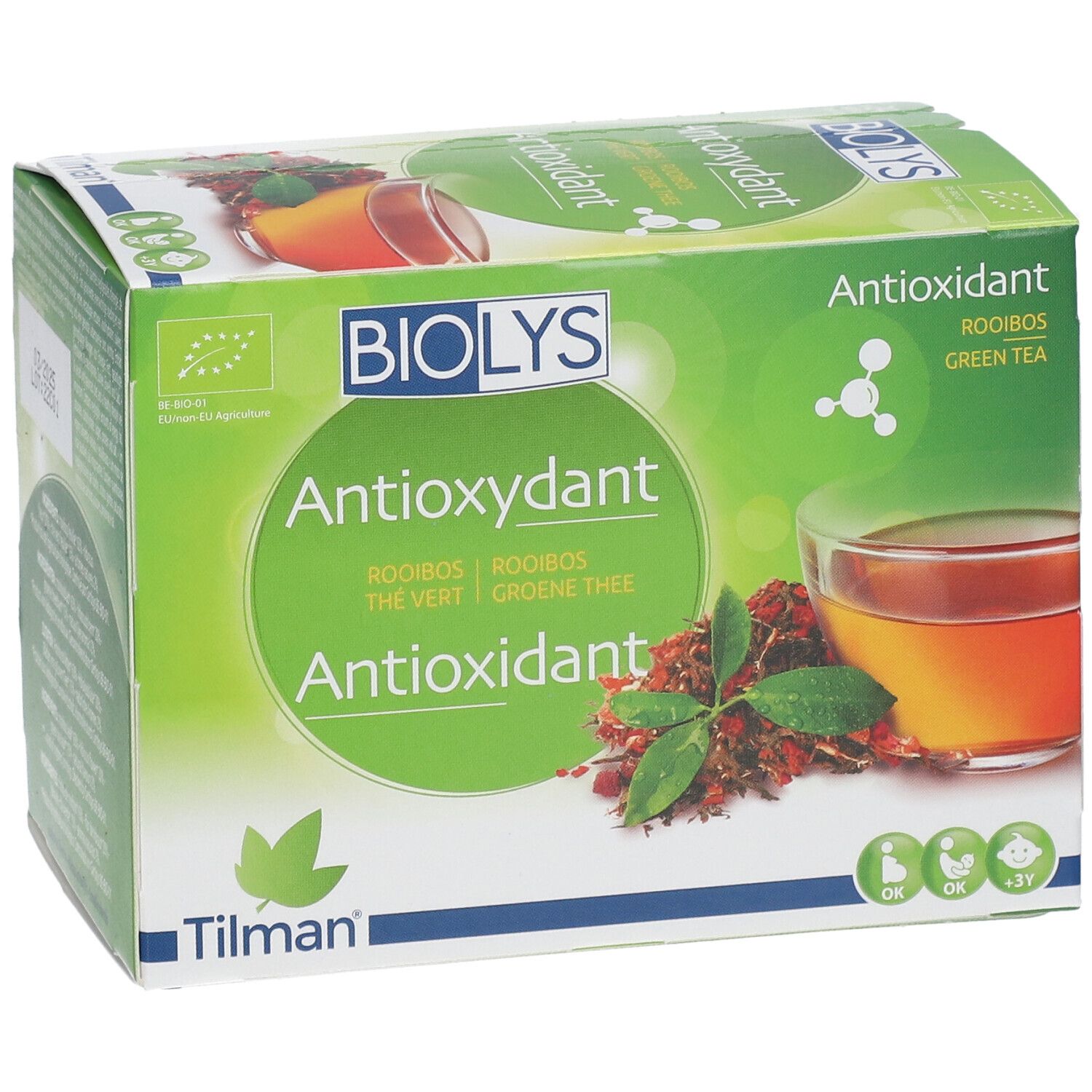 Biolys Thee Antioxidant Rooibos - Groene Thee 24 St - Farmaline