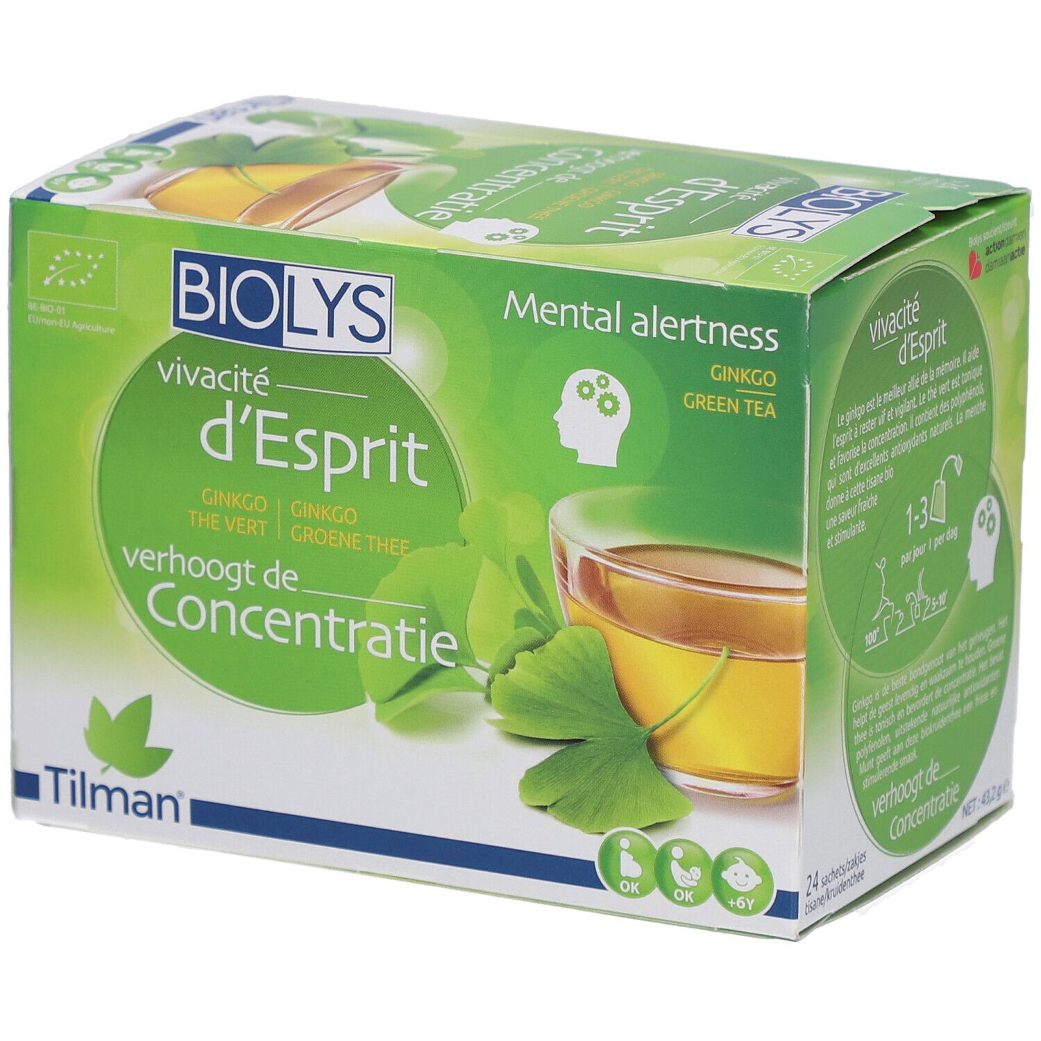 Biolys Concentration Thé Vert-Ginkgo 24 pc(s) - Farmaline