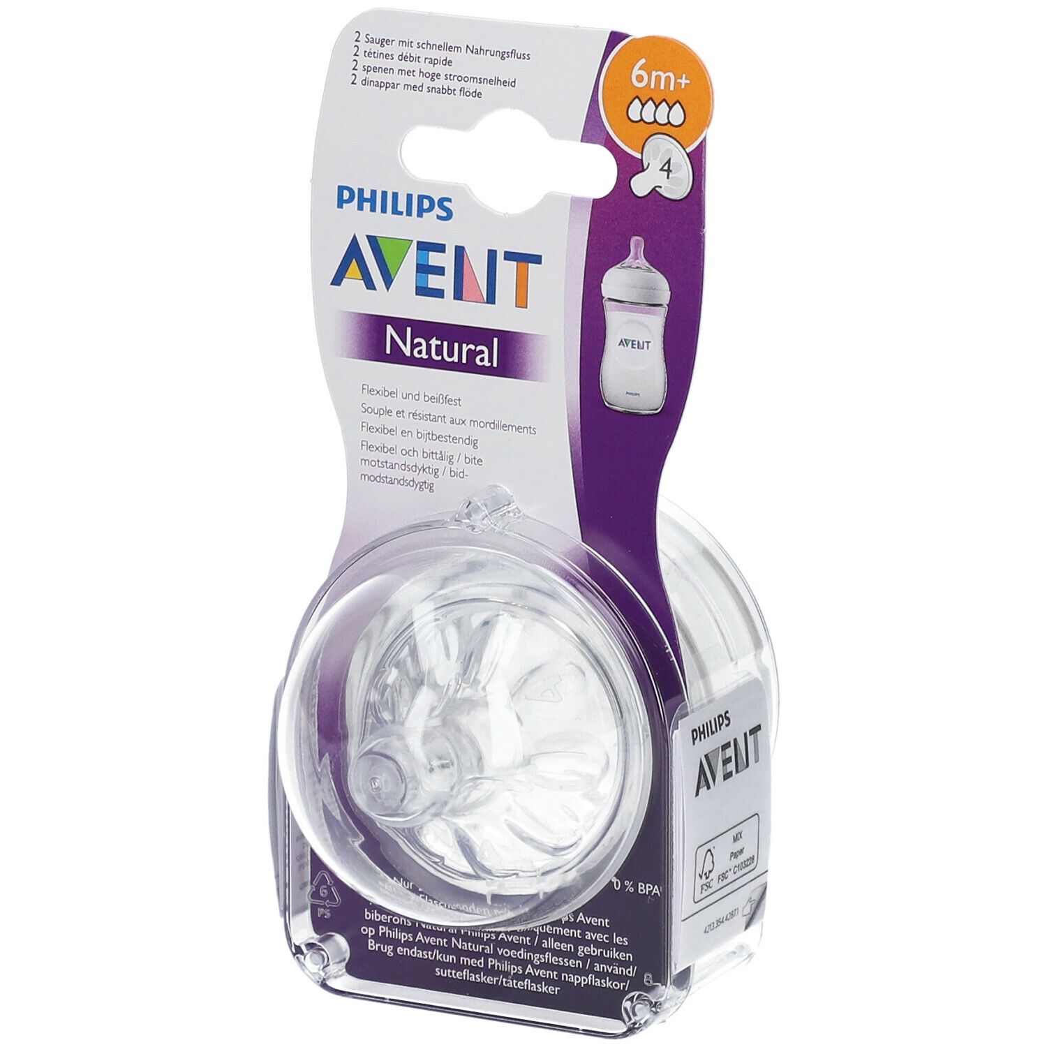 Philips Avent Natural 2.0 Zuigspeen 4 Gaatjes SCF044/27 1 St - Farmaline
